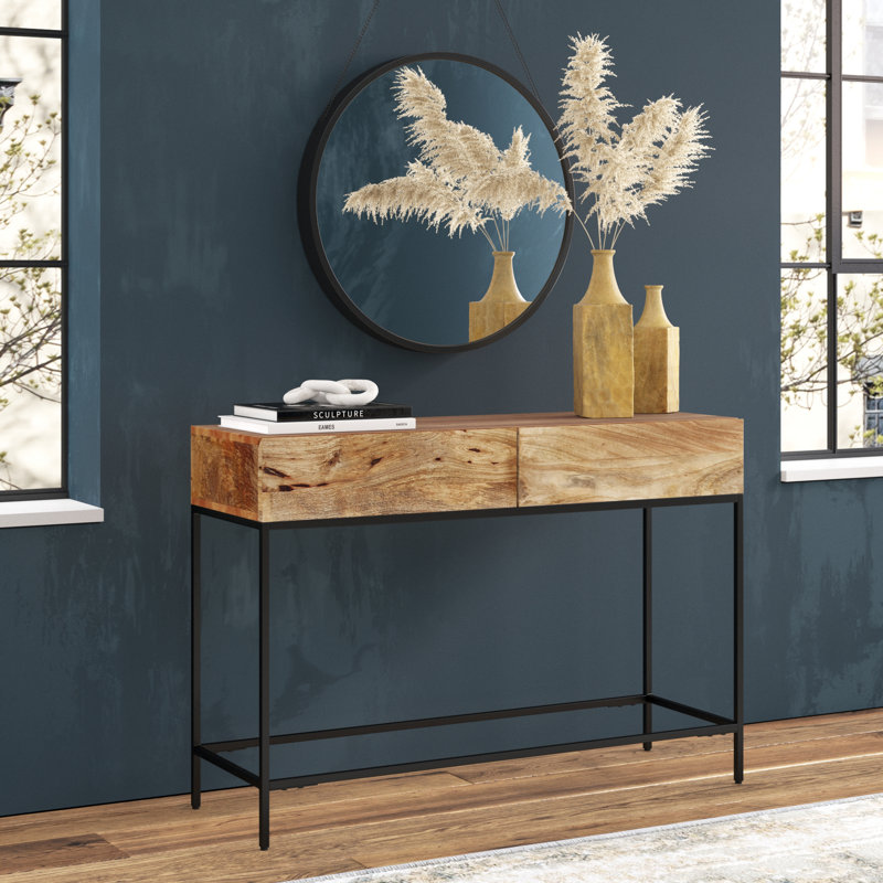 Steelside™ Alonnah 43" Solid Wood Console Table & Reviews | Wayfair